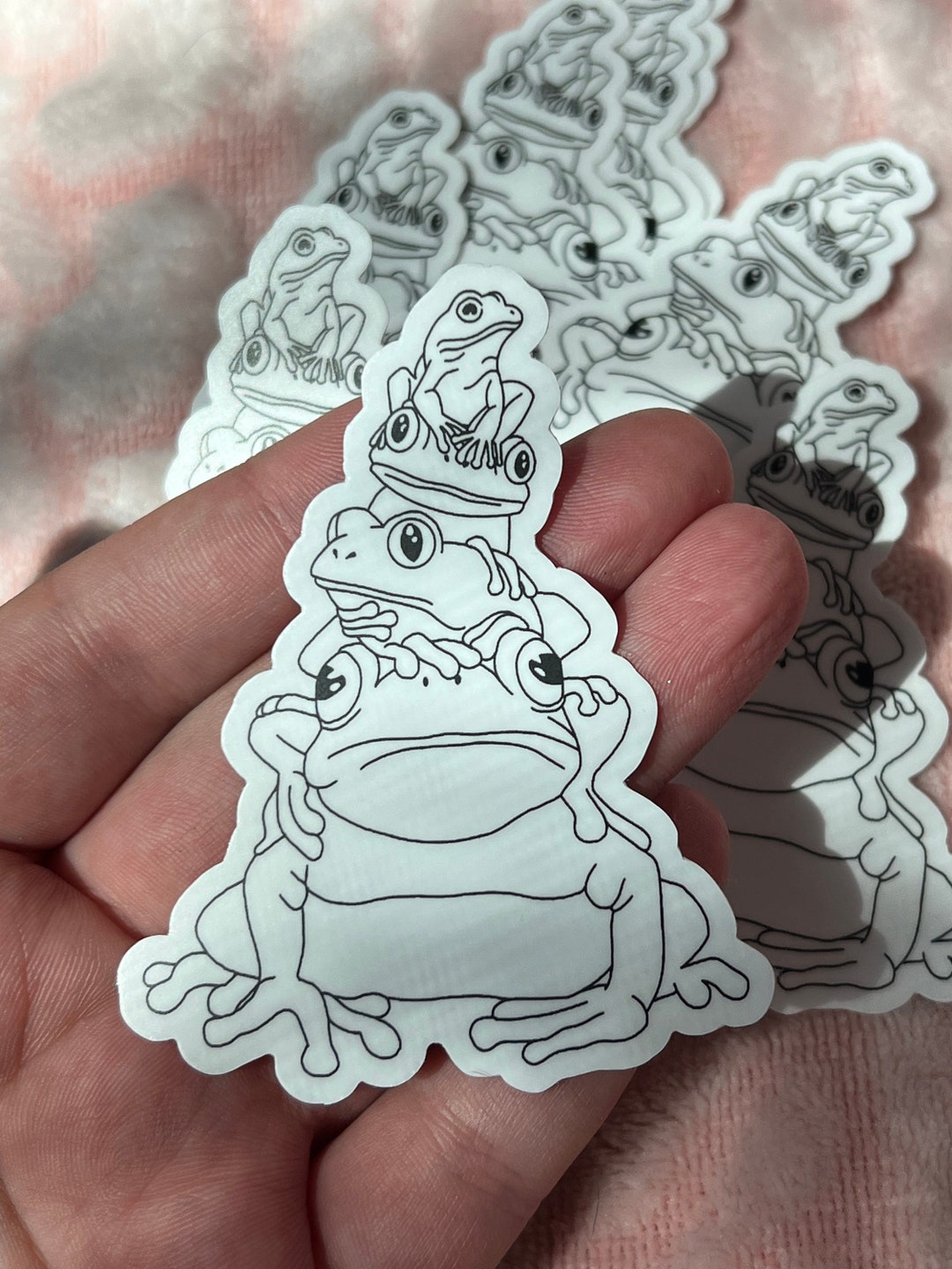 Stack of Frogs Black and White Vinyl Sticker - Etsy
