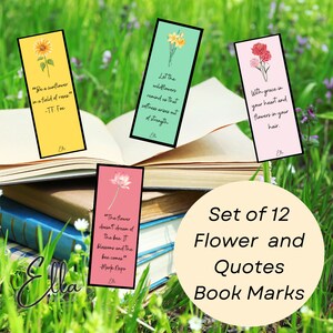 Printable Flower and Quotes Bookmarks - Etsy