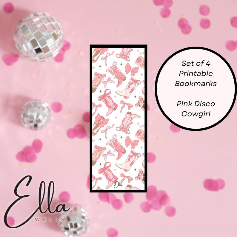 Pink Cowgirl Disco Printable Bookmarks - Etsy