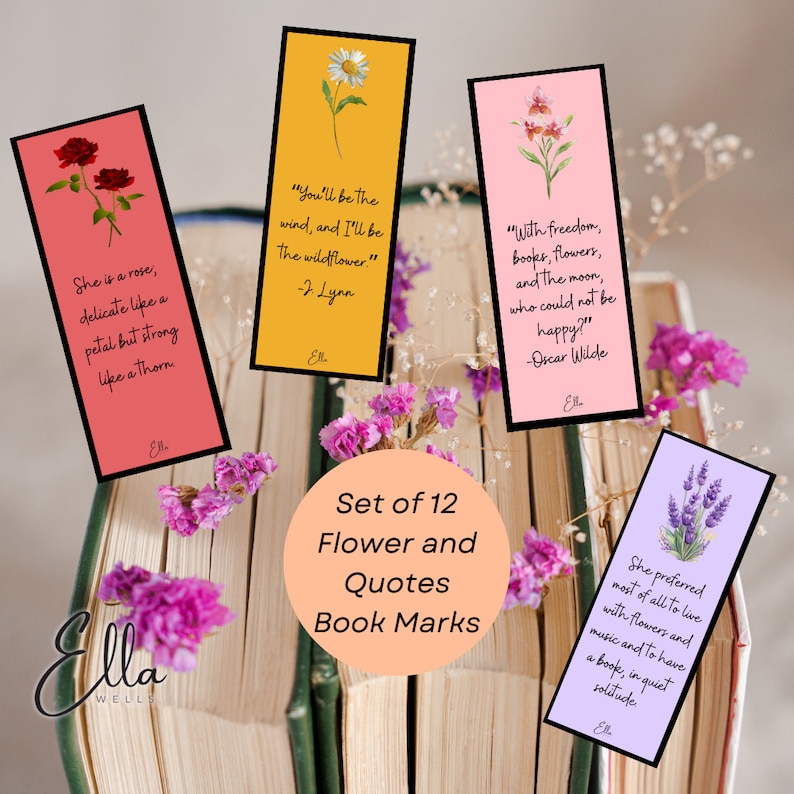 Printable Flower and Quotes Bookmarks - Etsy