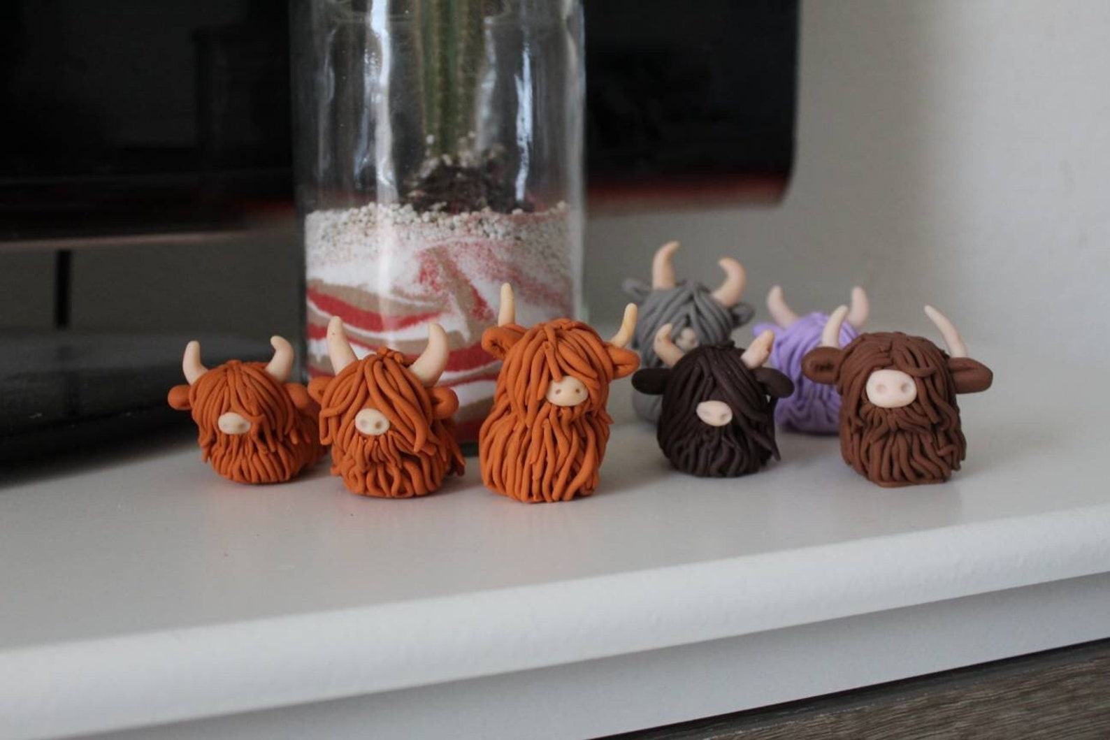 Highland Cow Figurines Polymer Clay Handmade Ornament - Etsy