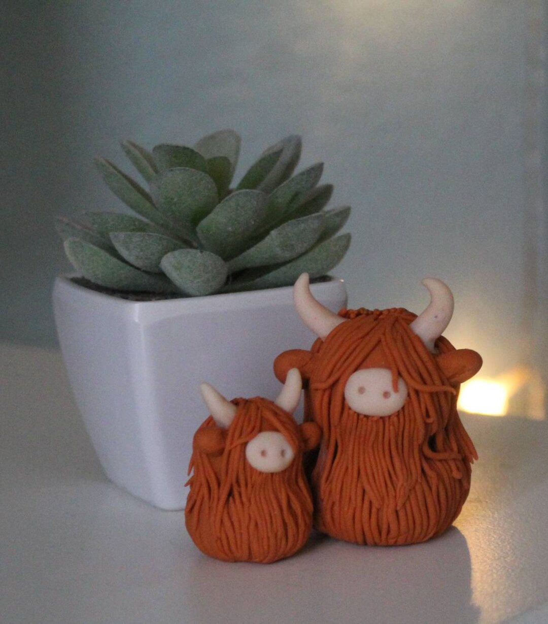 Highland Cow and Calf Handmade Polymer Clay Ornament Scottish Gifts ...