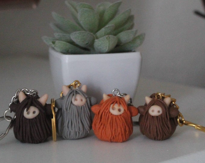 Highland Cow Keyrings | Polymer Clay Handmade Keychains | Gifts for Cow ...