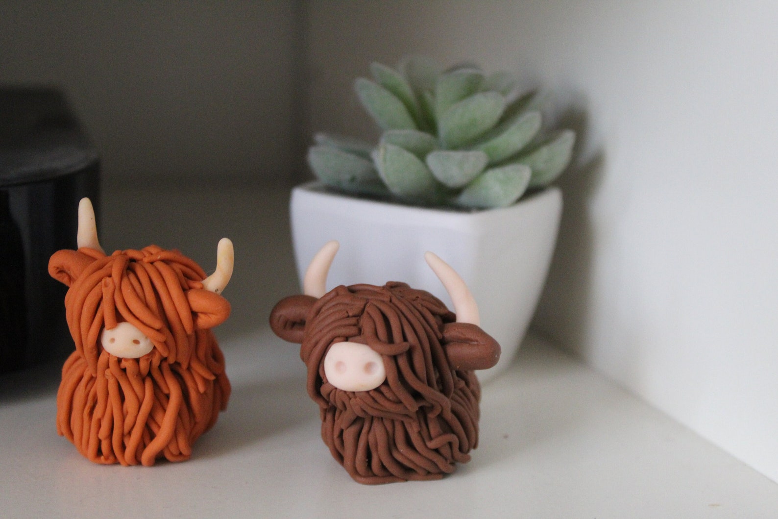Highland Cow Figurines Polymer Clay Handmade Ornament - Etsy