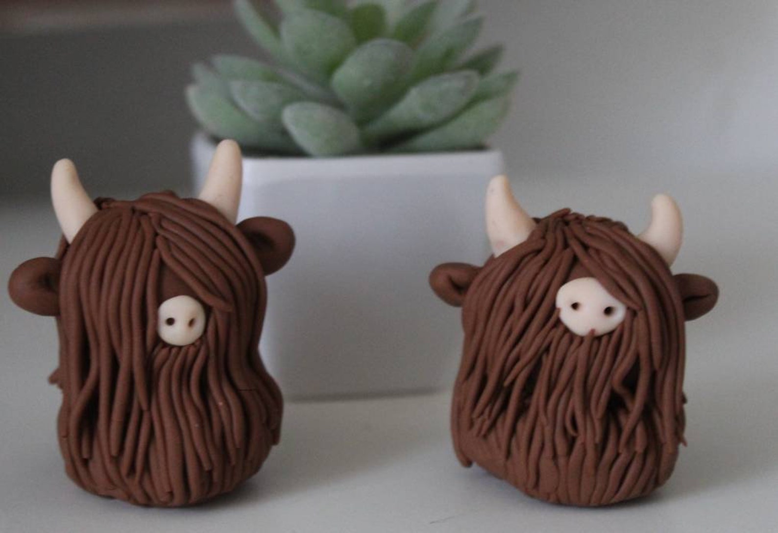 Highland Cow Figurines Polymer Clay Handmade Ornament - Etsy