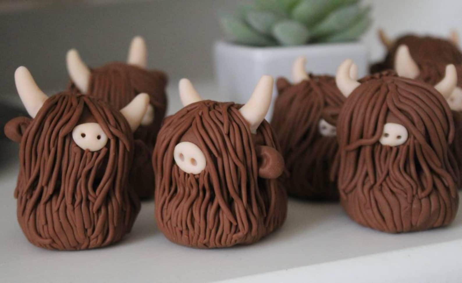 Highland Cow Figurines | Polymer Clay Handmade Ornament | Gifts for Cow ...