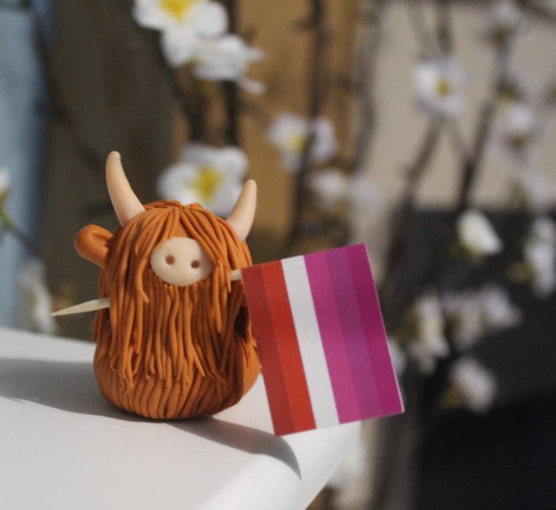 Highland Cow LGBT Flag Pride Figurines Polymer Clay - Etsy