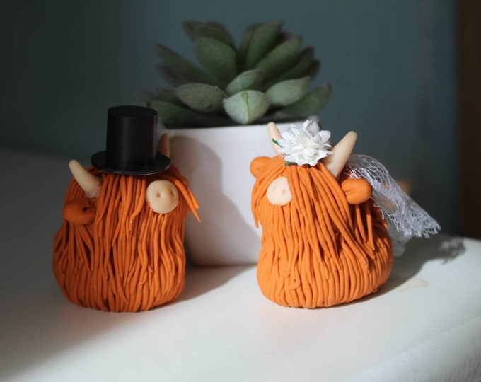 Highland Cow-bull-wedding-cake Topper-bride-groom-farm-farmhouse-animal ...