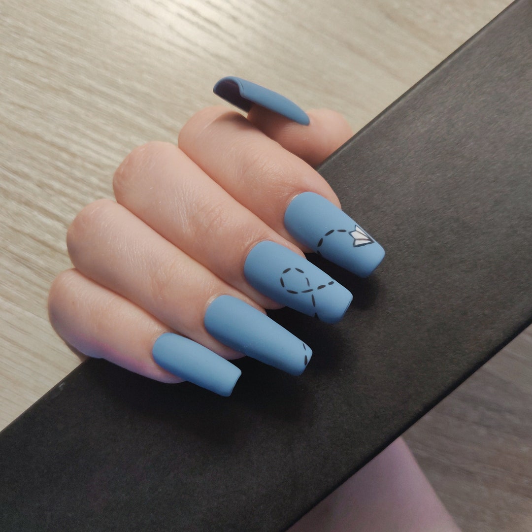 Paper Airplane Press on Nails Coffin Shape - Etsy