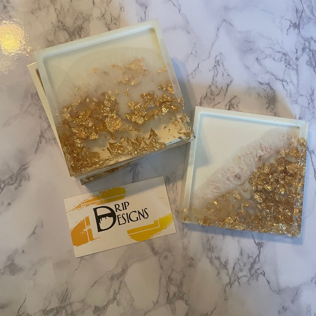 Personalized Gold Luxe Coaster Set - Etsy