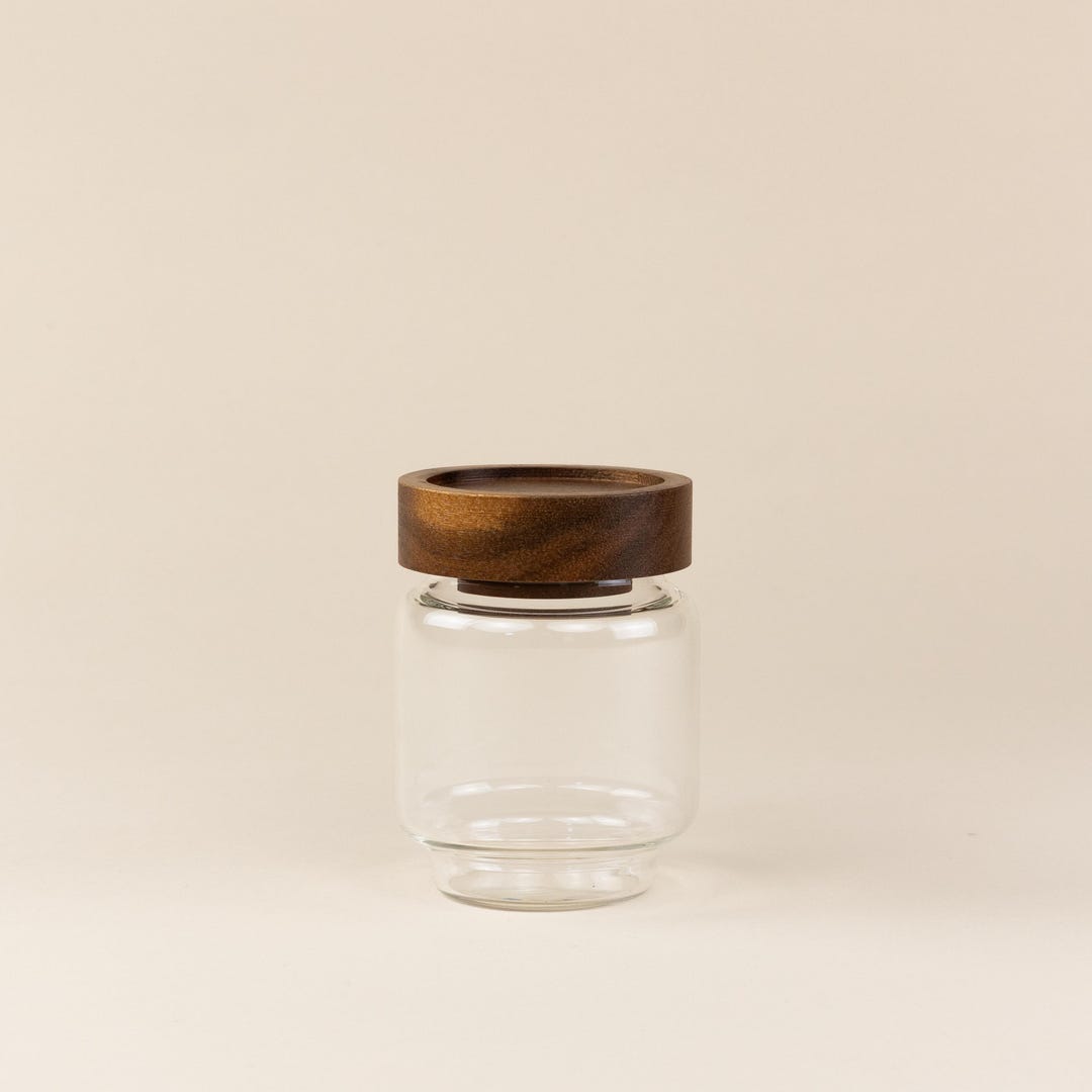 Mini Glass Canister With Acacia Wood Lid, Kitchen Pantry Storage (140ml ...