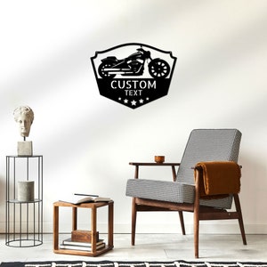 Chopper Motorcycle Shop Custom Name Monogram Indoor Outdoor Steel Wall ...