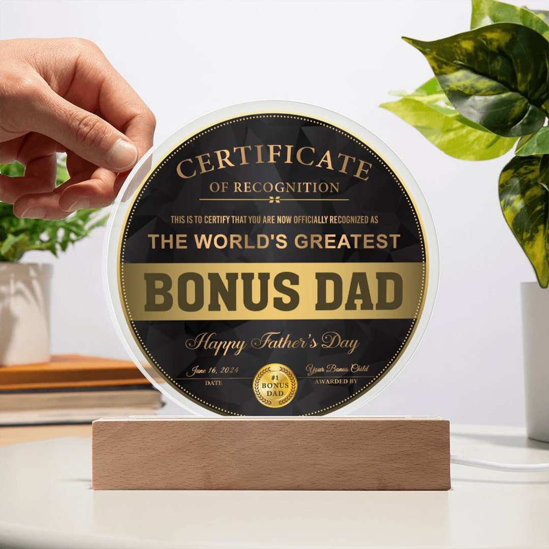 Bonus Dad Certificate of Recognition the World's Greatest Bonus Dad ...
