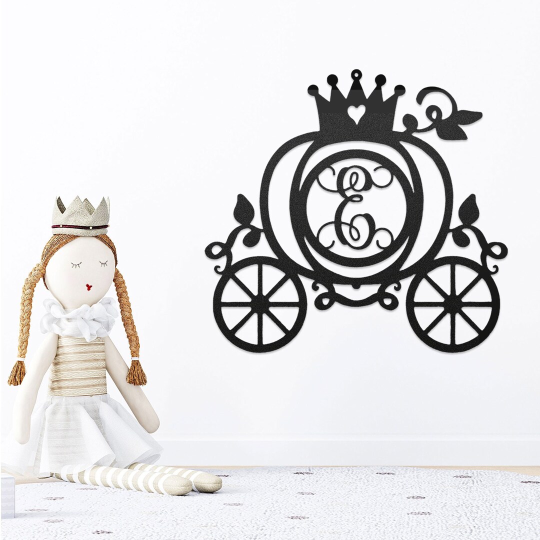 Cinderella Princess Pumpkin Carriage Custom Initial Metal Art Wall Sign ...