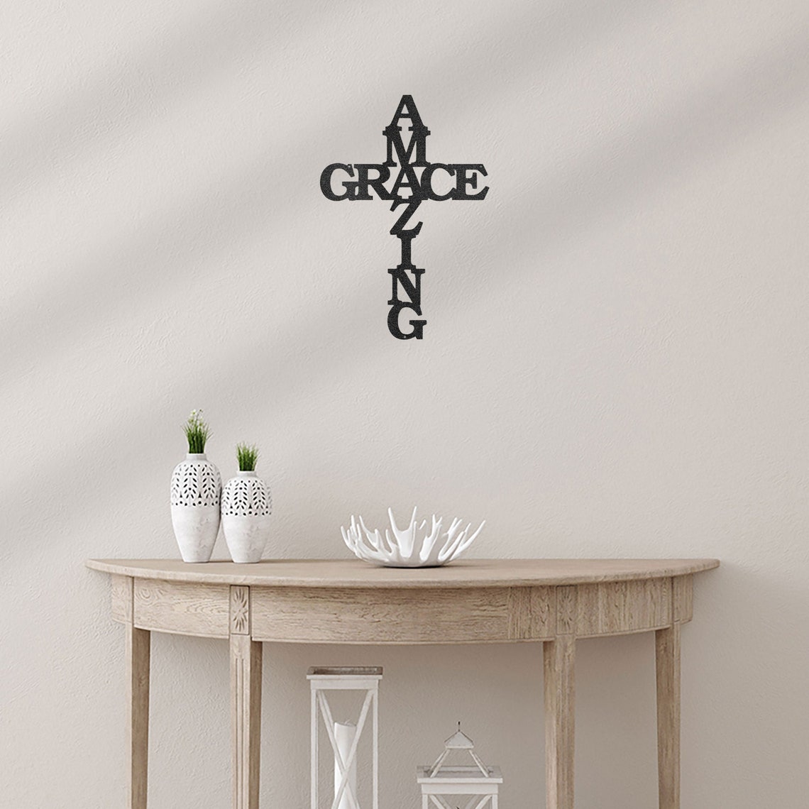Amazing Grace Cross Metal Art Wall Sign Anniversary Baptism | Etsy