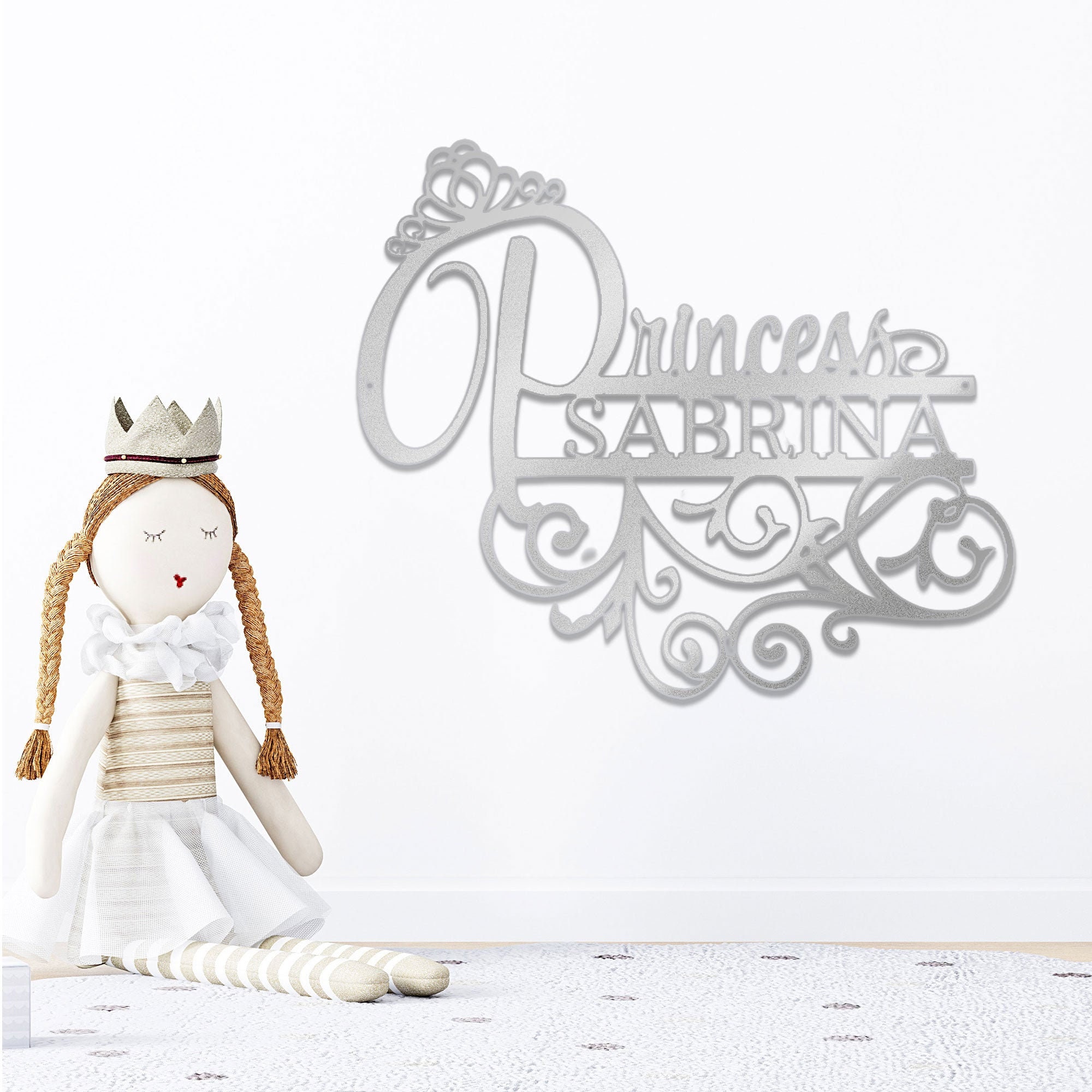Princess Crown Custom Name Metal Art Wall Sign Girl Bedroom | Etsy