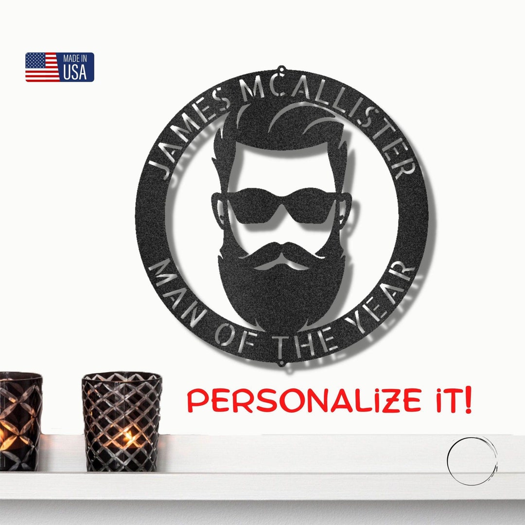 Manly Monogram Personalized Steel Sign Wall Art Birthday Father's Day ...