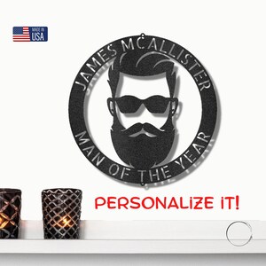 Manly Monogram Personalized Steel Sign Wall Art Birthday Father's Day ...