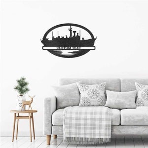 Battleship USS Mccluskey Silhouette Custom Metal Art Wall Sign Military ...