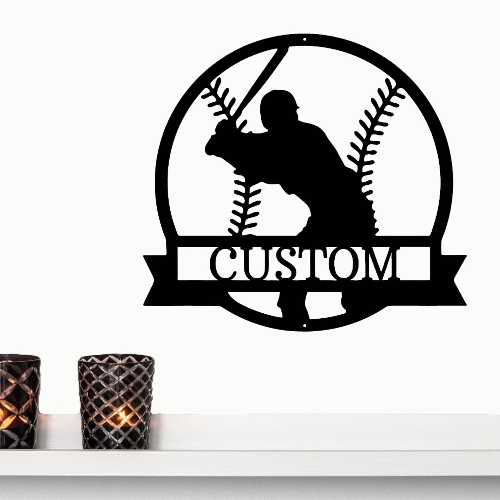 Baseball Player Custom Name Metal Art Wall Sign Man Cave Boy - Etsy