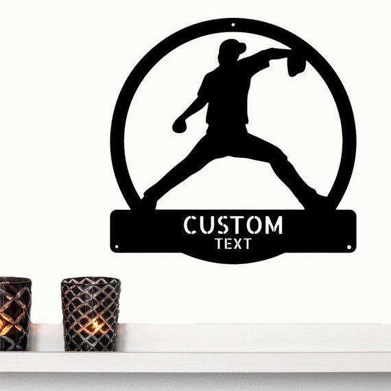 Baseball Pitcher Custom Name Metal Art Wall Sign Man Cave Boy - Etsy