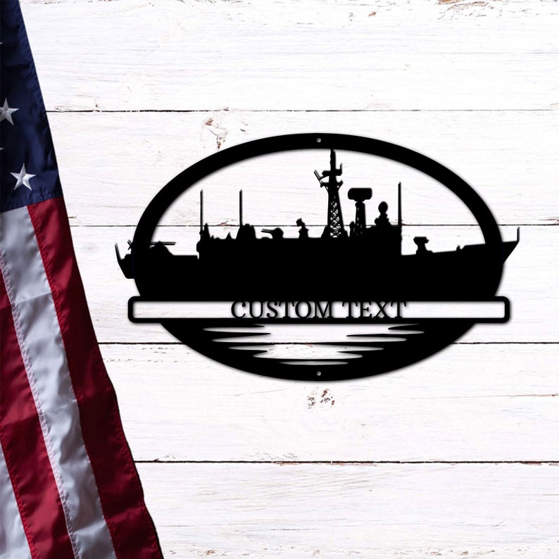 Battleship USS Mccluskey Silhouette Custom Metal Art Wall Sign - Etsy
