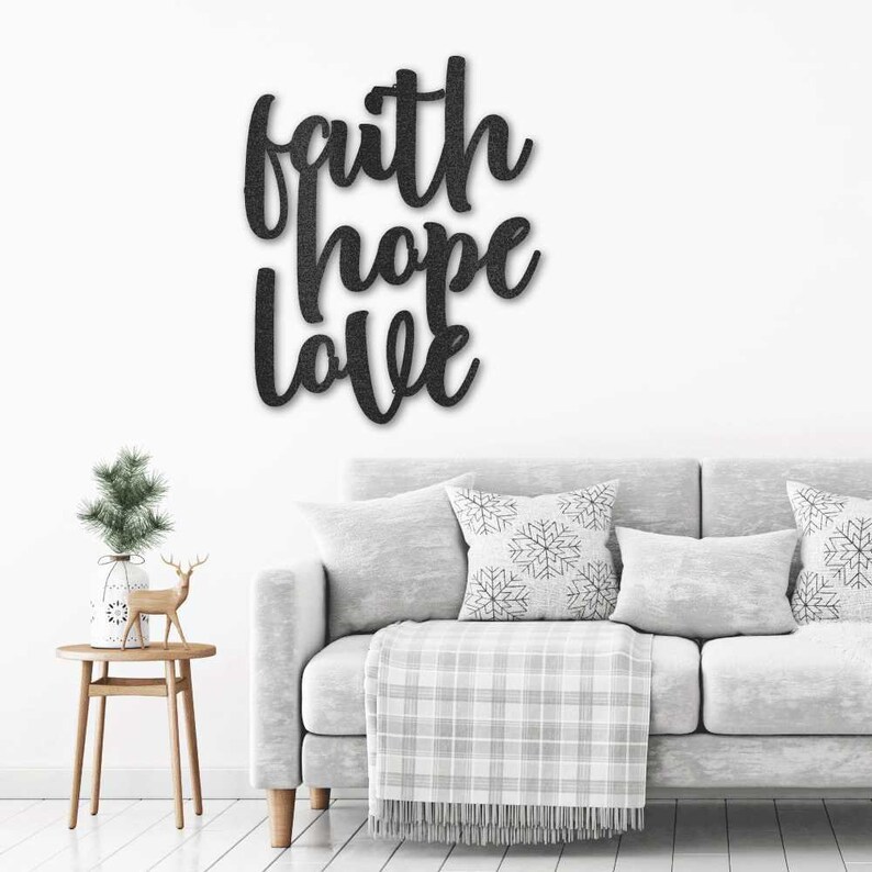 Faith Hope Love Script Indoor Outdoor Steel Wall Sign Wedding | Etsy