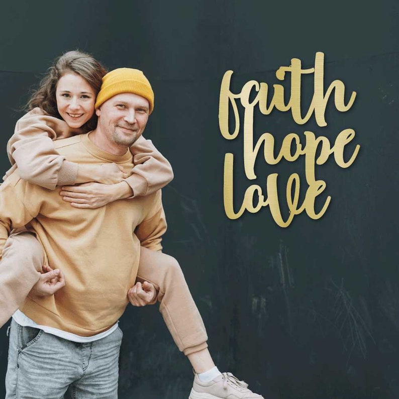 Faith Hope Love Script Indoor Outdoor Steel Wall Sign Wedding | Etsy