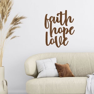 Faith Hope Love Script Indoor Outdoor Steel Wall Sign Wedding - Etsy