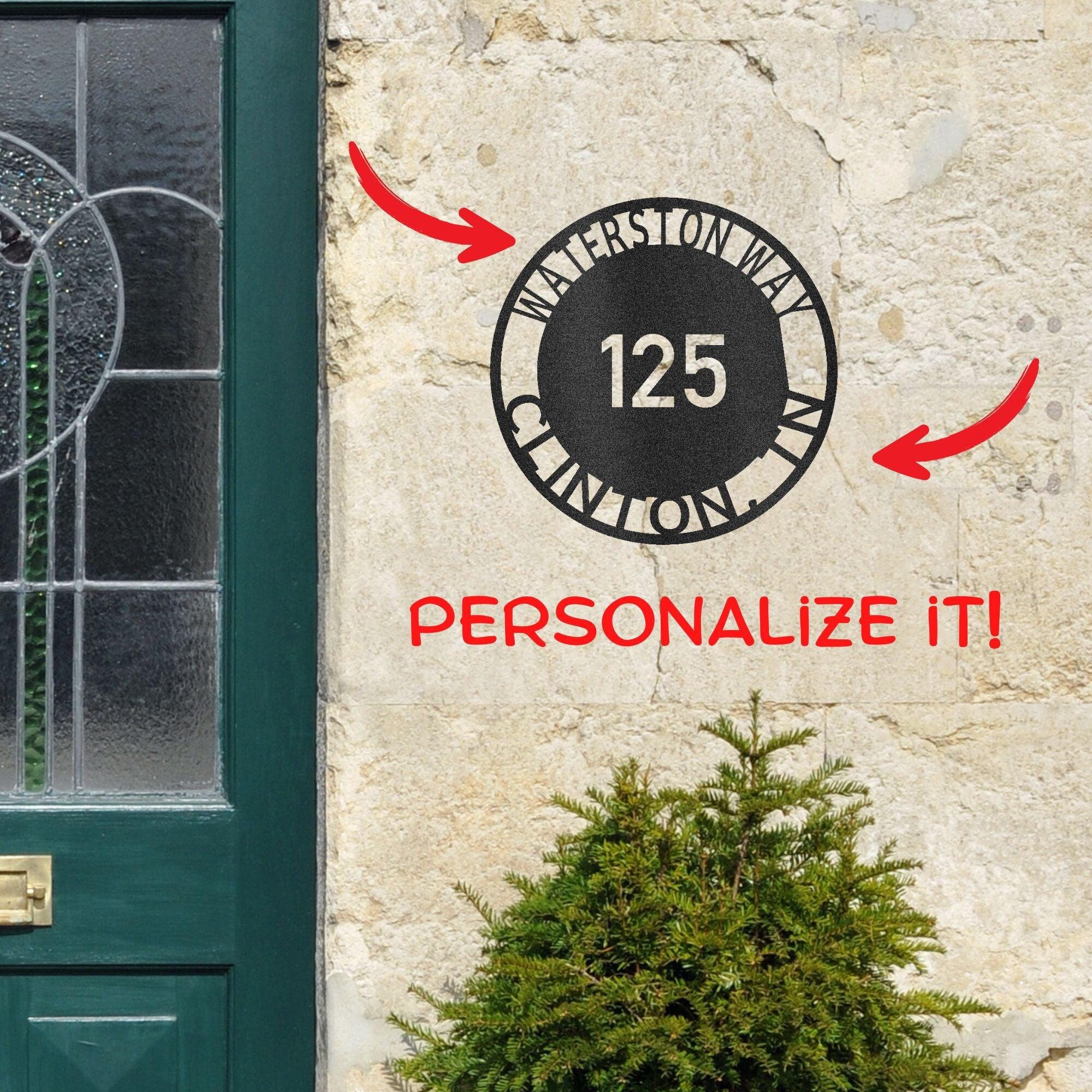 Bold Circle Number Name Address Personalized Indoor Outdoor - Etsy