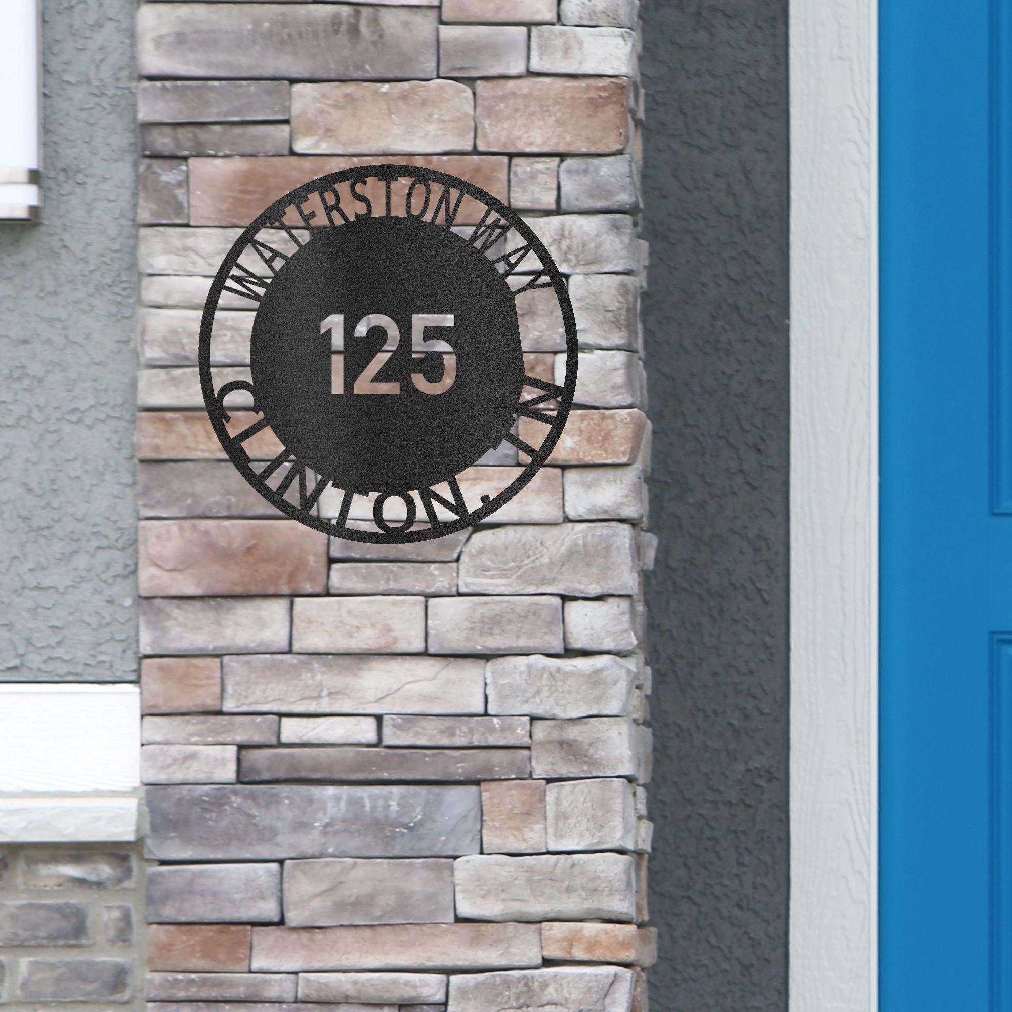 Bold Circle Number Name Address Personalized Indoor Outdoor - Etsy