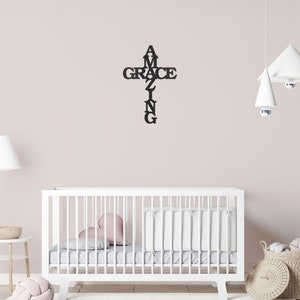 Amazing Grace Cross Metal Art Wall Sign Anniversary Baptism | Etsy