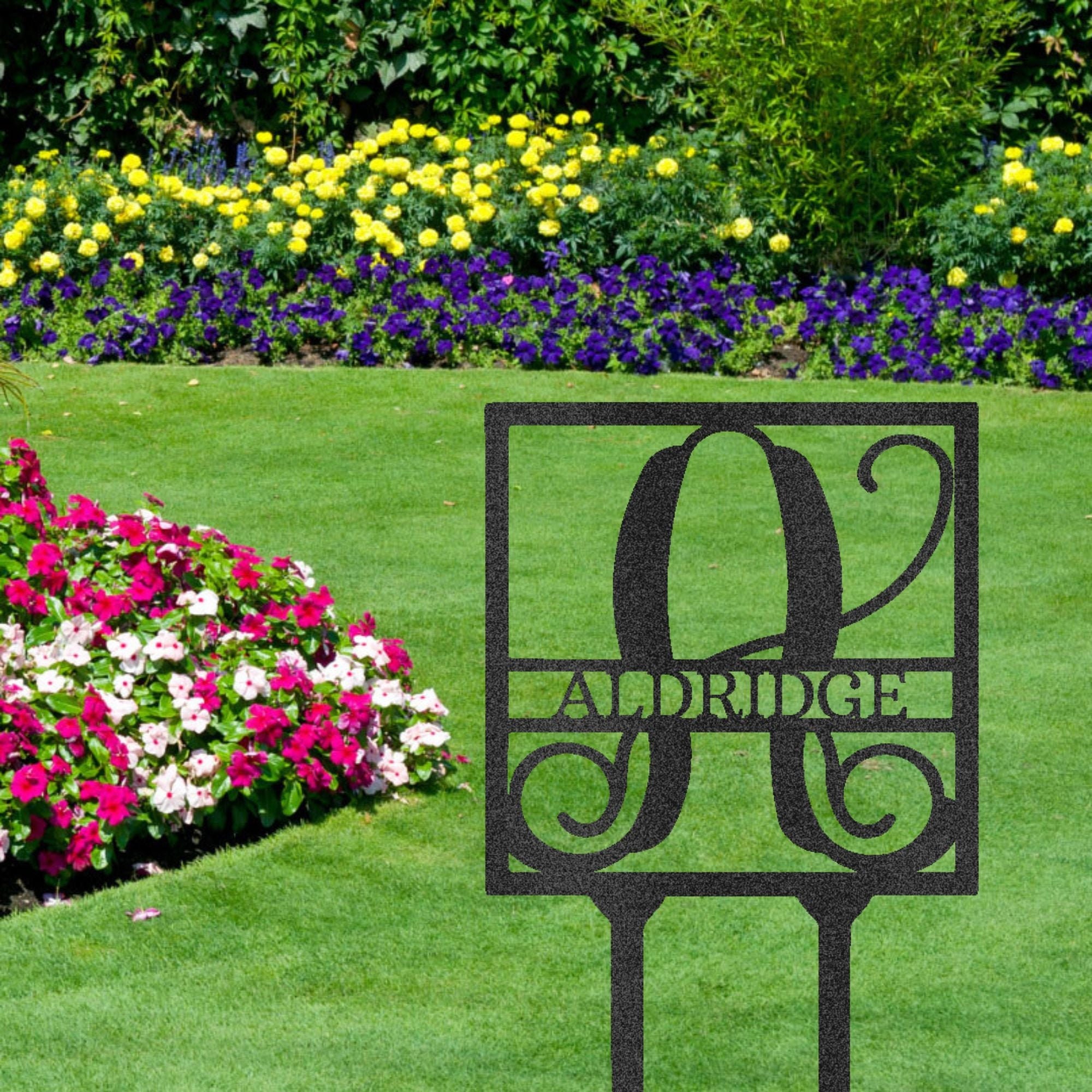 Custom Metal Art Name Initial Garden Lawn Stake Yard Sign - Etsy