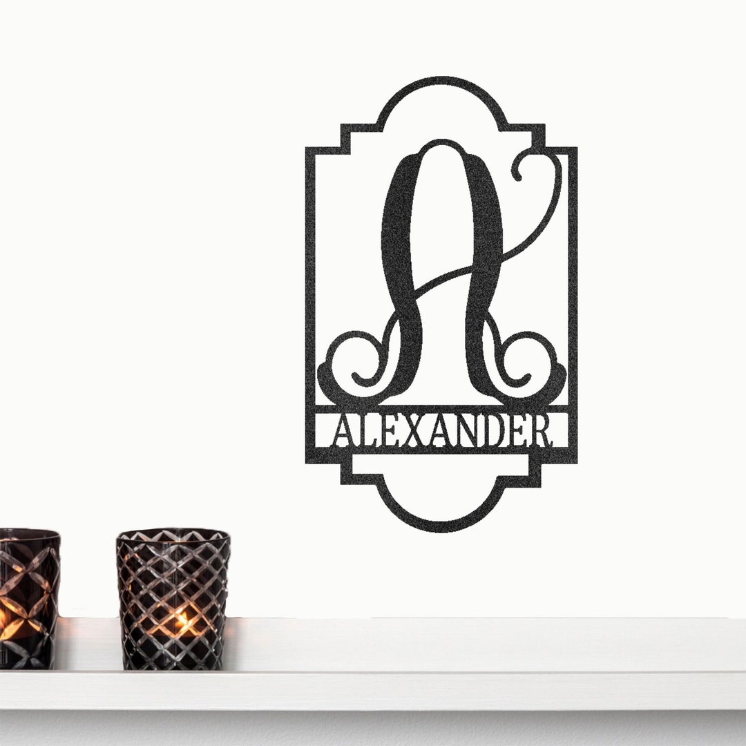 Regal Monogram Custom Name Indoor Outdoor Steel Wall Sign Art Address ...