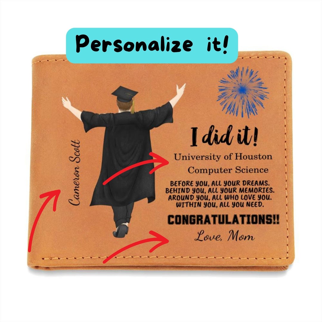 Son Custom Graduation Leather Wallet Personalized Gift Class of 2023 ...