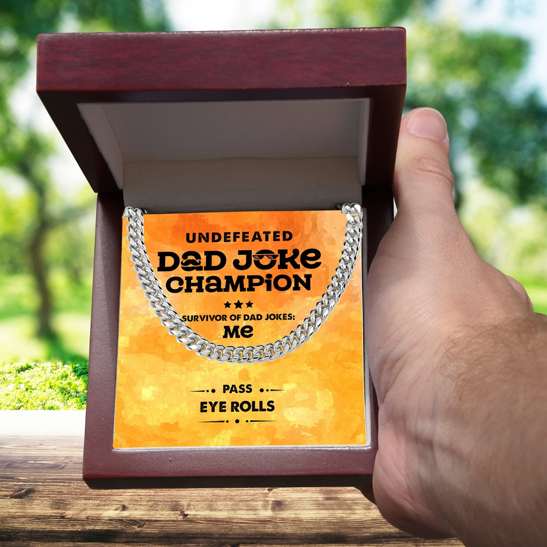Dad Gift dad Joke Champion Cuban Chain Link Necklace With Gift Box ...