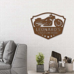 Chopper Motorcycle Shop Custom Name Monogram Indoor Outdoor Steel Wall ...