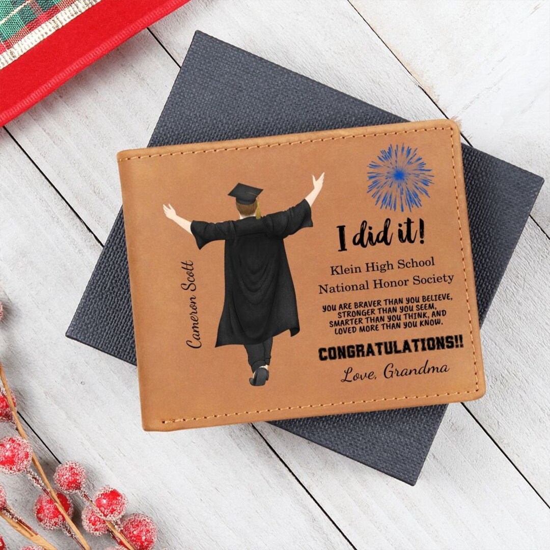 Grandson, Son, Nephew Custom Graduation Leather Wallet Personalized ...