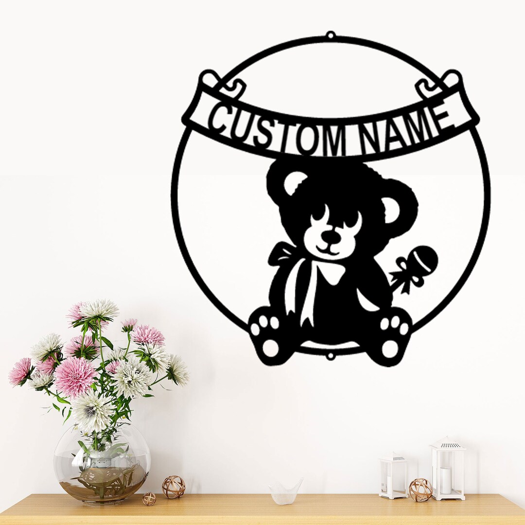 Teddy Bear Baby Banner Personalized Indoor Outdoor Steel Wall - Etsy