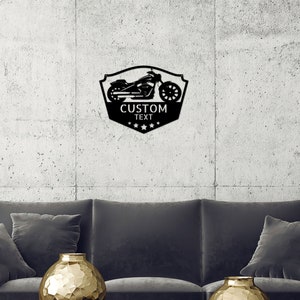 Chopper Motorcycle Shop Custom Name Monogram Indoor Outdoor Steel Wall ...