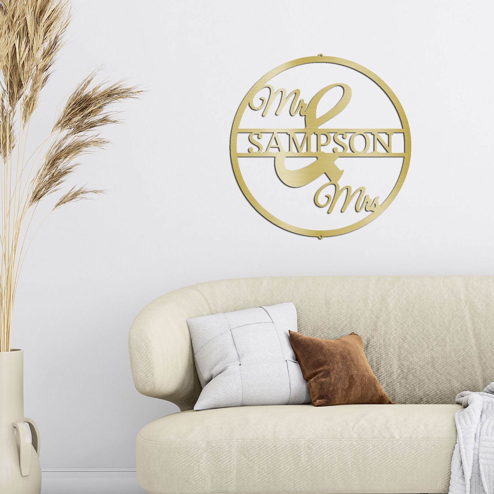 Mr and Mrs Circle Custom Name Steel Wall Sign Wedding - Etsy