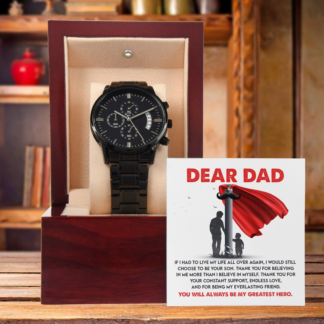 Dad, You Are My Greatest Hero Black Chronograph Watch Birthday Father's ...