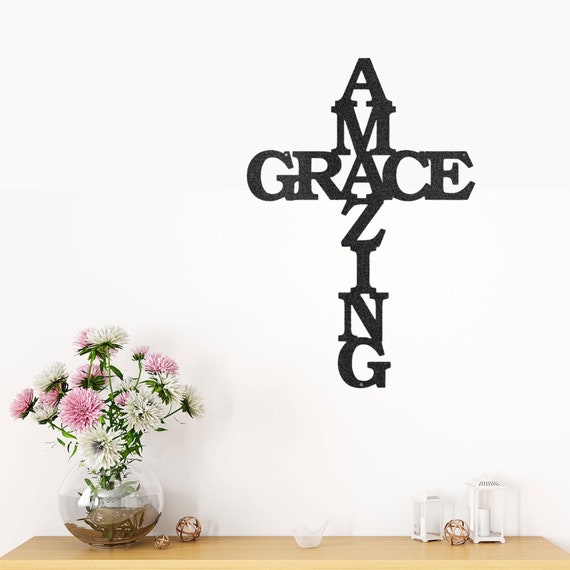 Amazing Grace Cross Metal Art Wall Sign Anniversary Baptism | Etsy