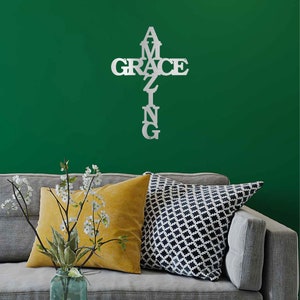 Amazing Grace Cross Metal Art Wall Sign Anniversary Baptism - Etsy