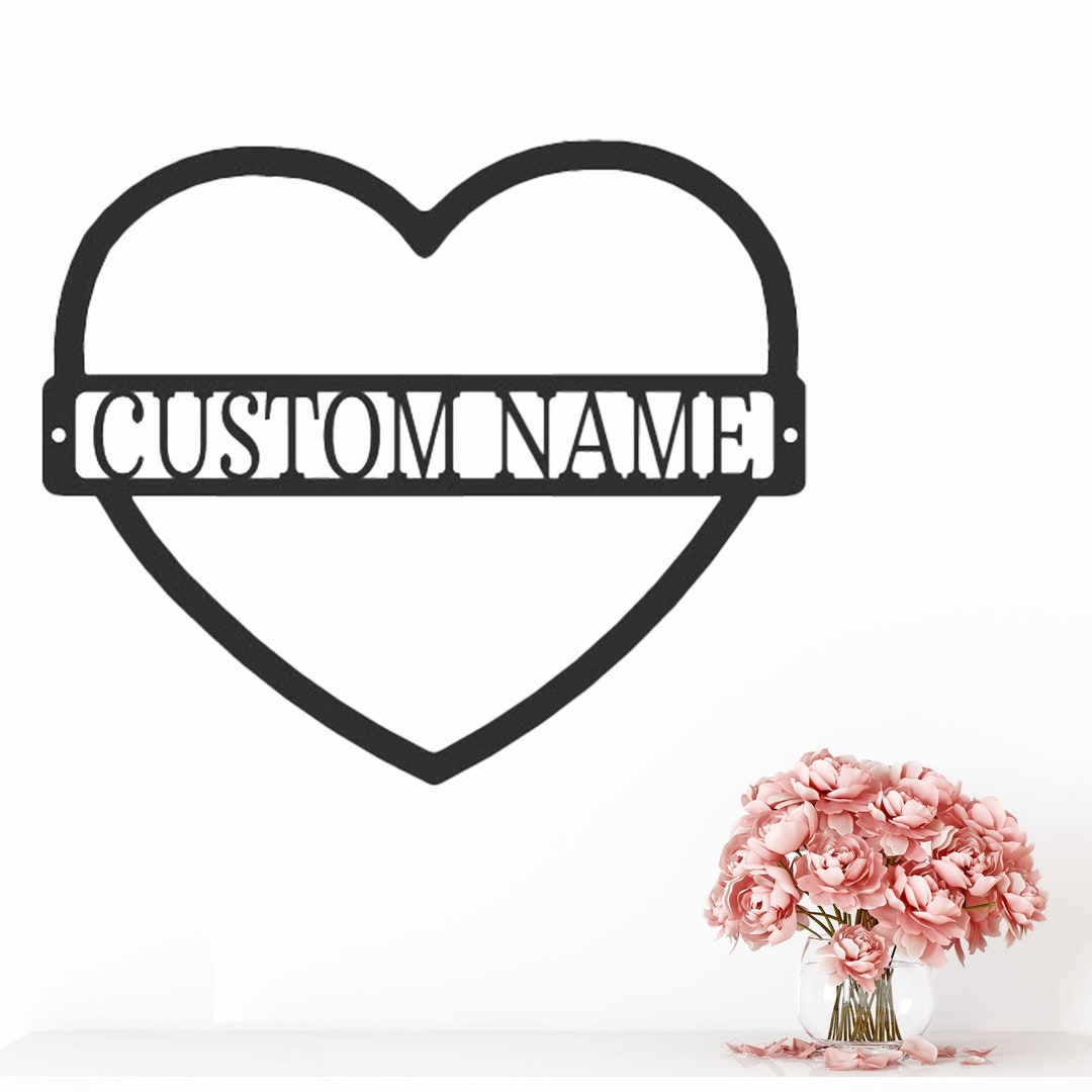 Custom Heart Shaped Monogram Personalized Metal Art Wall Sign ...
