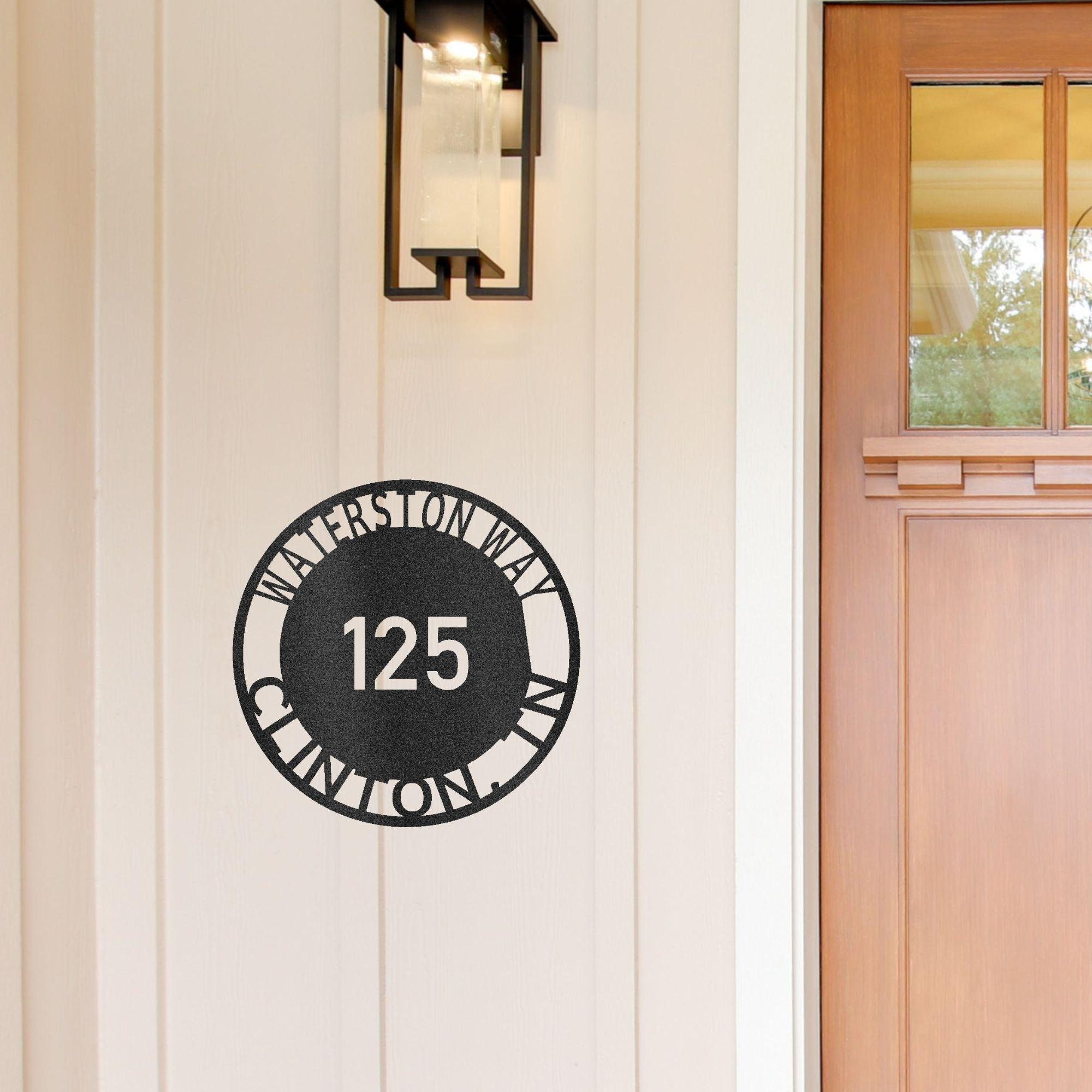 Bold Circle Number Name Address Personalized Indoor Outdoor - Etsy