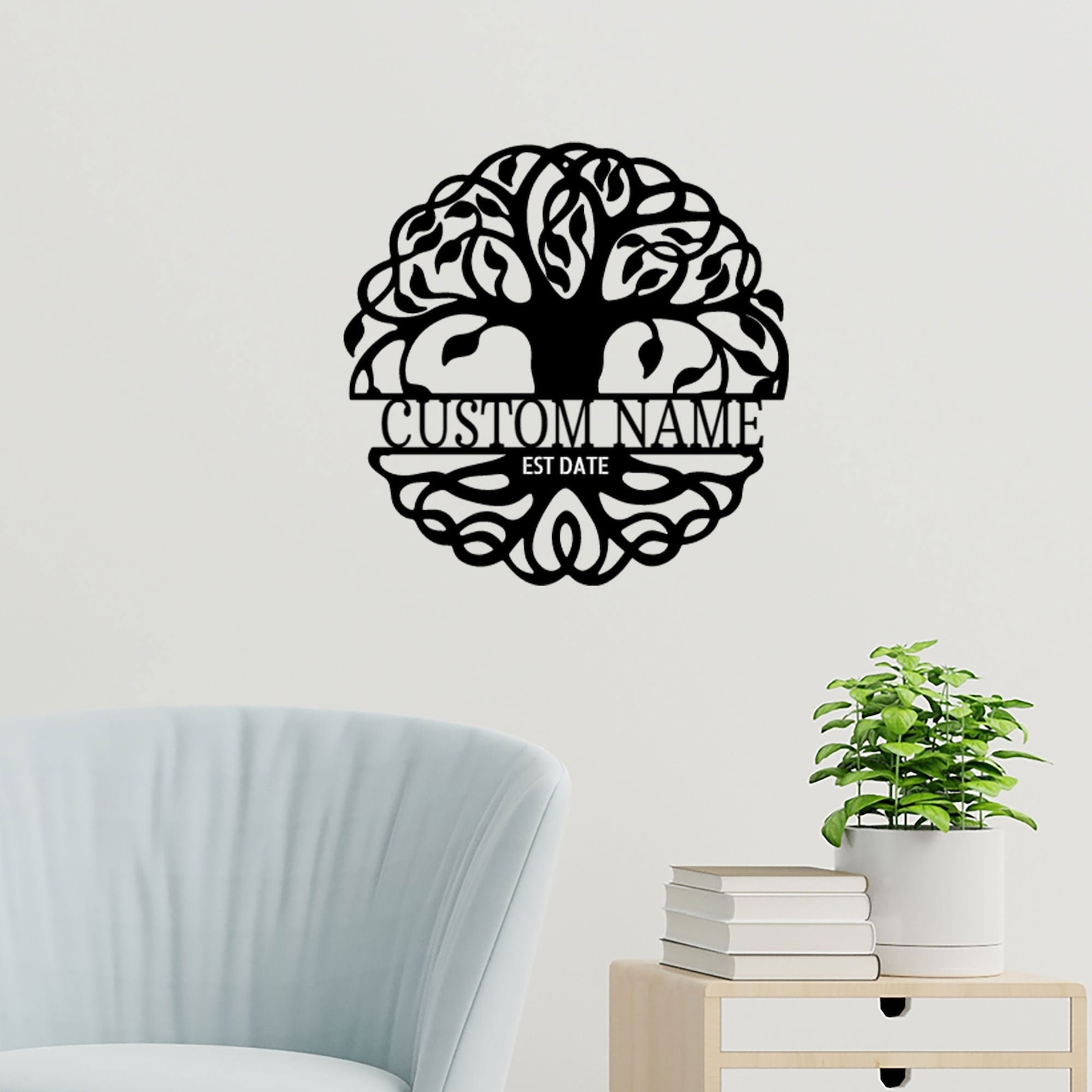 Tree of Life Monogram Personalized Metal Art Wall Sign Wedding - Etsy
