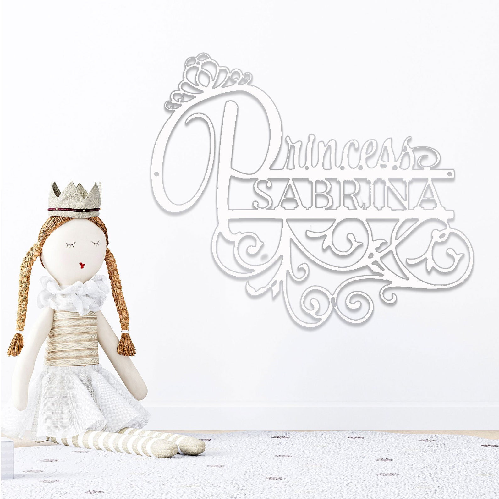 Princess Crown Custom Name Metal Art Wall Sign Girl Bedroom - Etsy