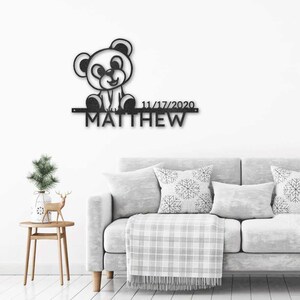 Teddy Bear Monogram Personalized Indoor Outdoor Steel Wall - Etsy