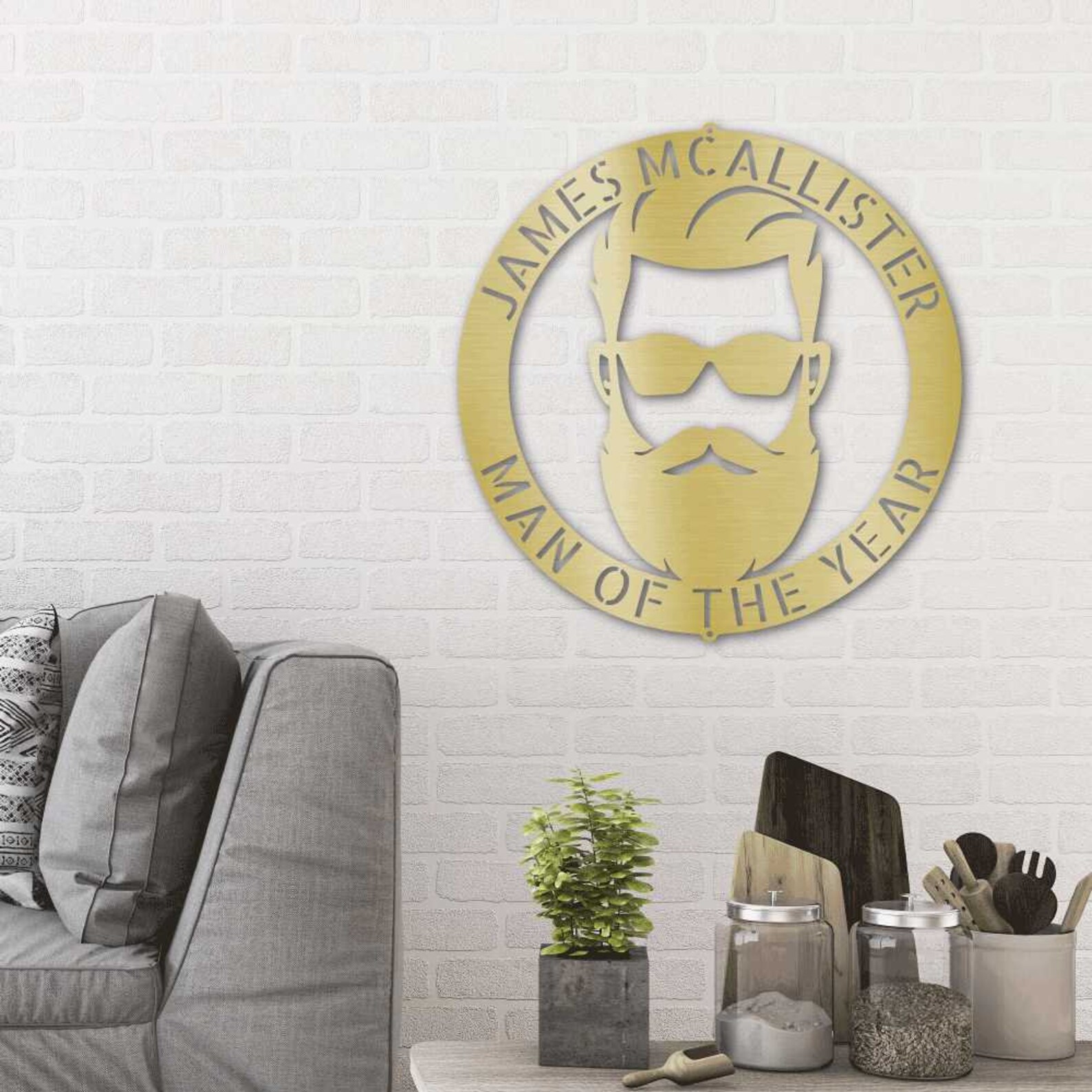 Manly Monogram Personalized Steel Sign Wall Art Birthday | Etsy